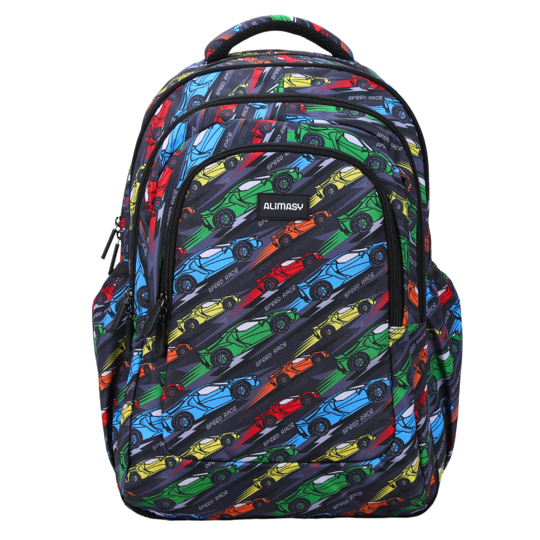 Racing Car Large Kids Backpack Durable High Quality Schoolbag – Alimasy