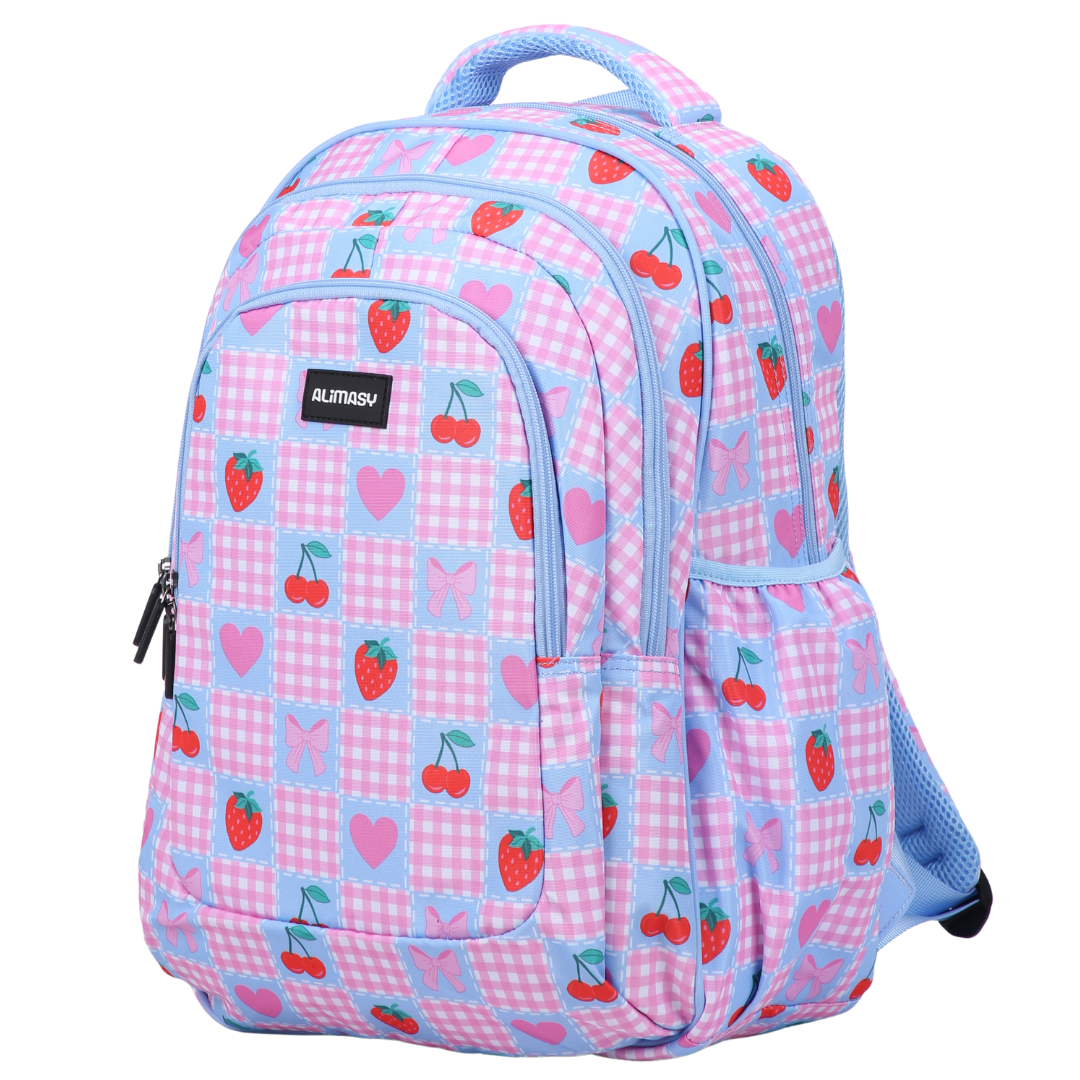 Pretty Pink Gingham Large Kids Backpack Durable Quality School bag ...